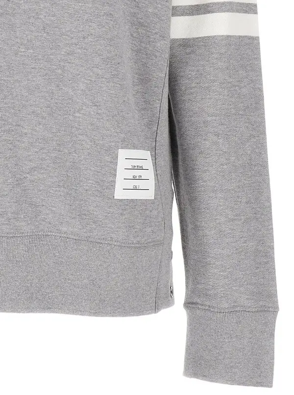Thom Browne 4 Bar Tab Sweatshirt With Contrast Stripes - Gray