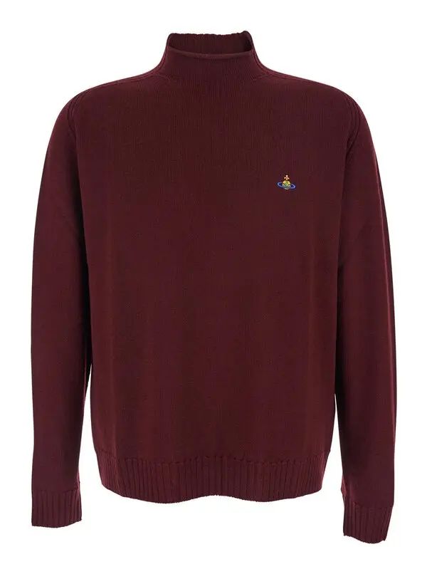 VIVIENNE WESTWOOD Wool Blend Turtleneck Sweater With Orb Logo Embroidery - Multicolor