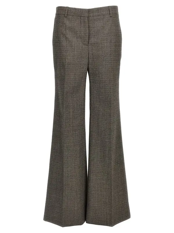 Stella McCartney Houndstooth Flared Wool Trousers - Gray