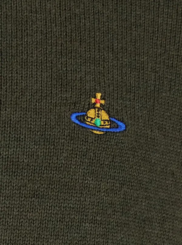 VIVIENNE WESTWOOD Crew Neck Wool Blend Sweater With Embroidered Orb Logo