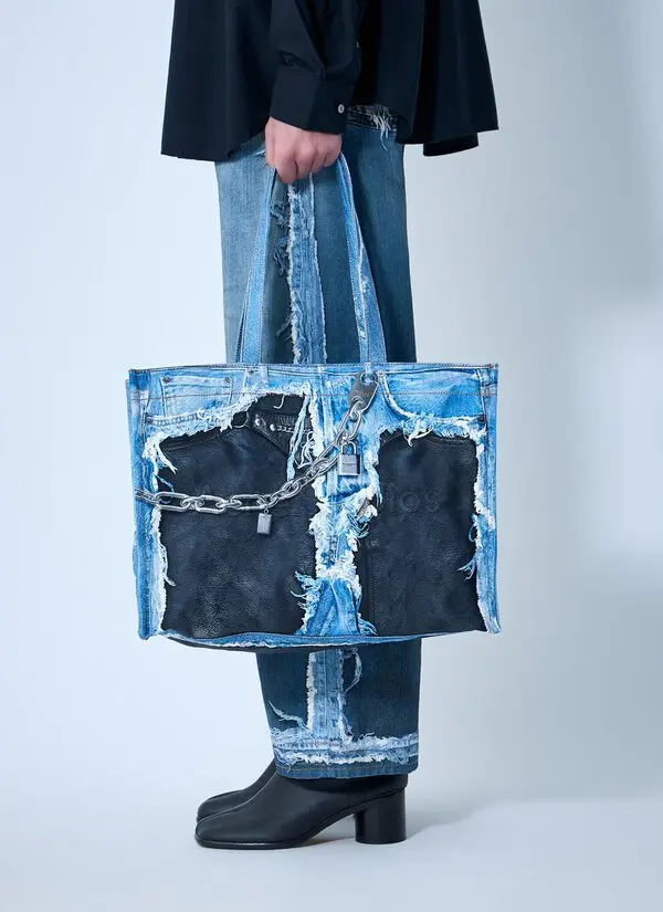 Acne Studios Trompe-l'oeil Tote Bag - Blue