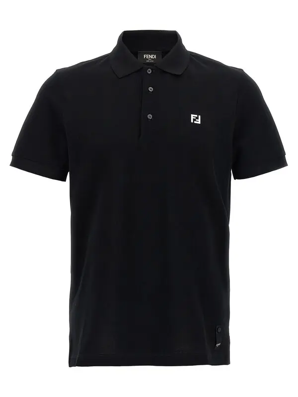 Fendi Ff Metallic Logo Polo Shirt - Black