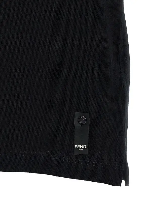 Fendi Ff Metallic Logo Polo Shirt - Black