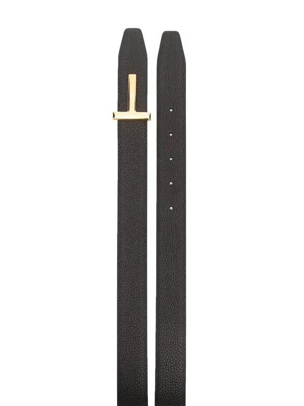 TOM FORD Grained Leather T-buckle Belt - Brown
