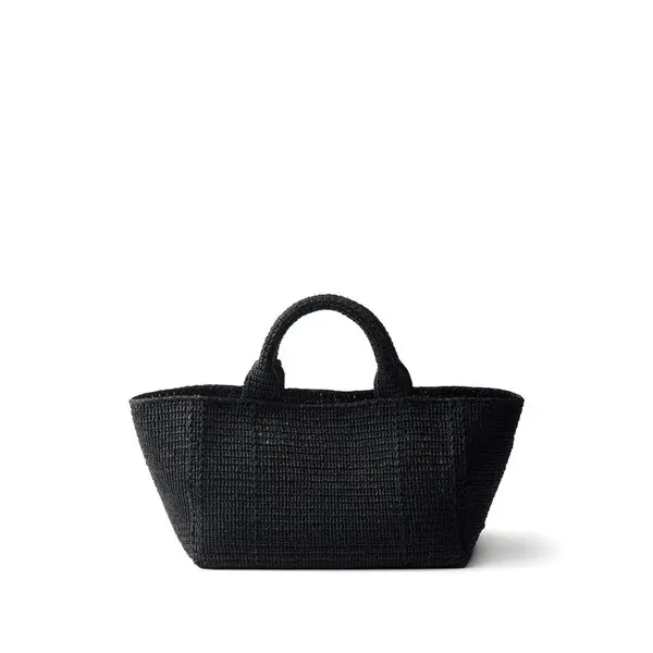 Prada Raffia-effect Tote Bag With Embroidered Logo