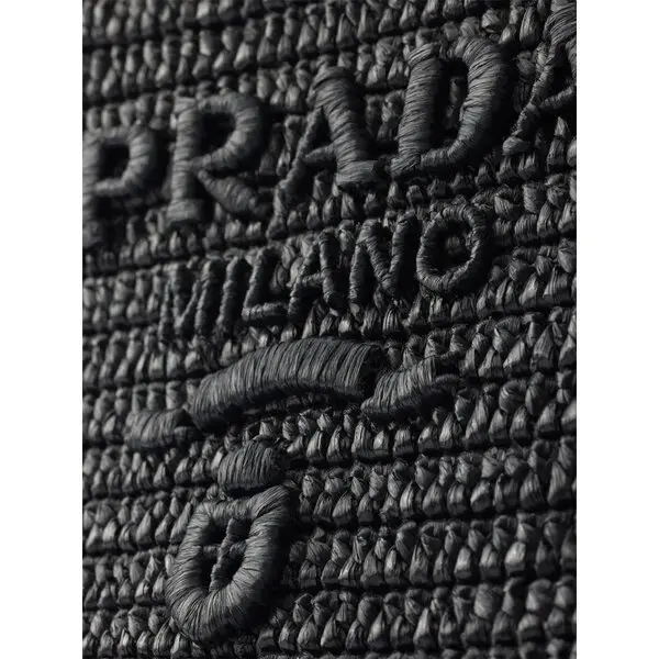Prada Raffia-effect Tote Bag With Embroidered Logo