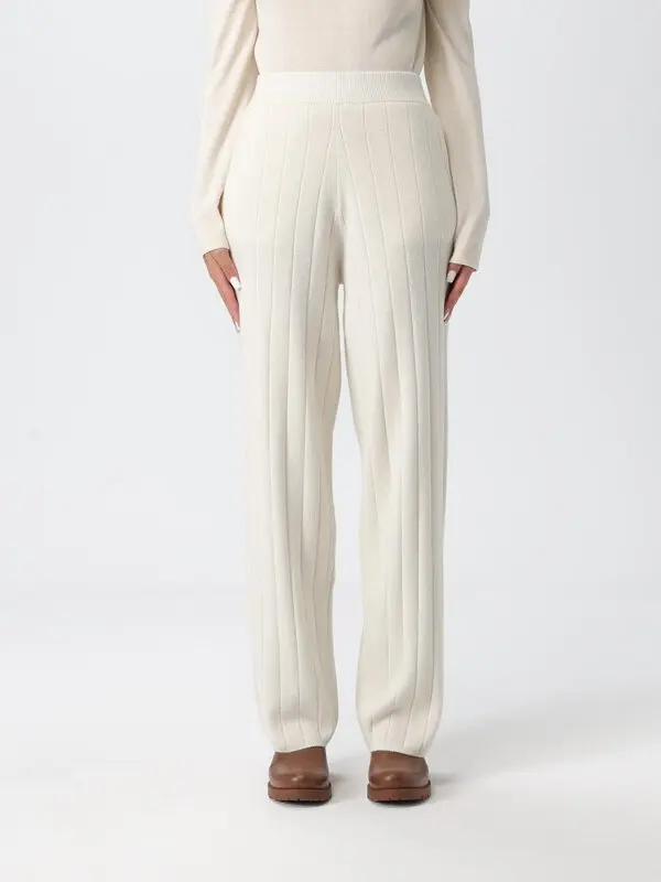 Max Mara Ribbed Cashmere Wide-leg Pants - White