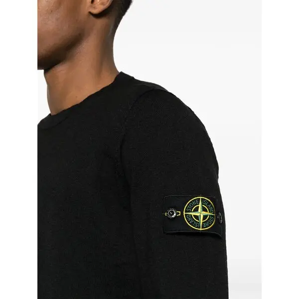 Stone Island Cotton Crew Neck Jumper - Black