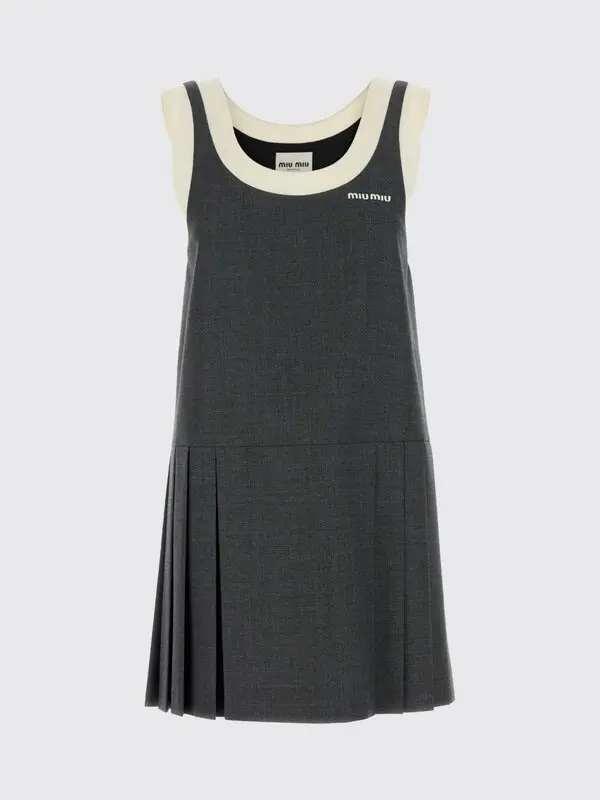 Miu Miu Pleated Wool Dress