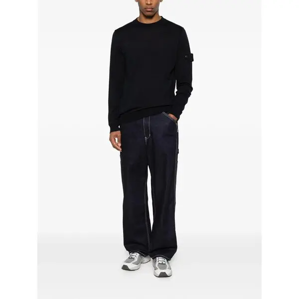 Stone Island Crew Neck Long Sleeve Sweater - Blue
