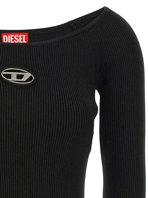 DIESEL® M-vera-ls Ribbed Crop Sweater With Cut Out Detail
