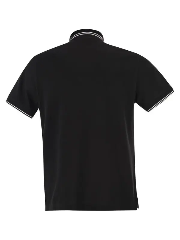 Stone Island Slim Fit Short Sleeve Polo Shirt With Compass Patch - Black