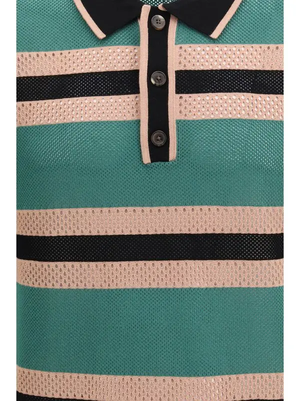 Dries Van Noten Striped Polo Shirt - Green