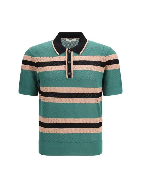 Dries Van Noten Striped Polo Shirt - Green