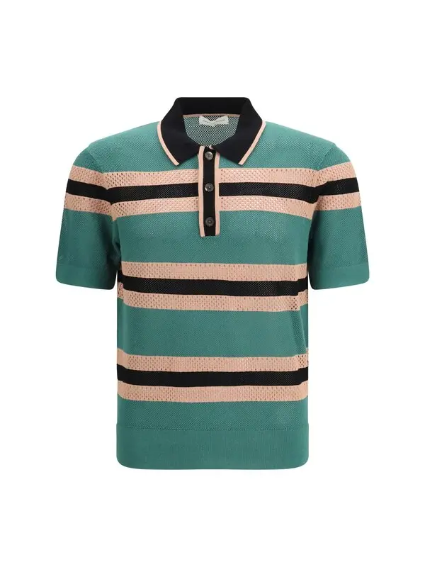 Dries Van Noten Striped Polo Shirt - Green
