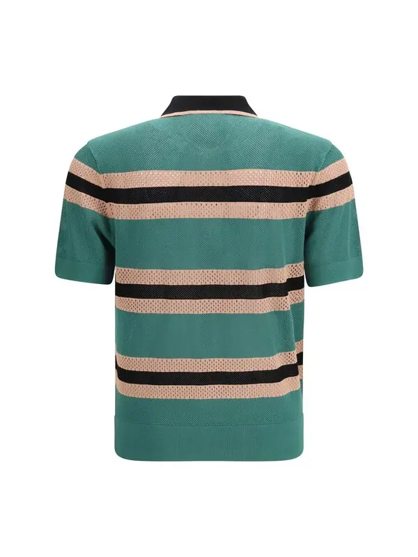 Dries Van Noten Striped Polo Shirt - Green