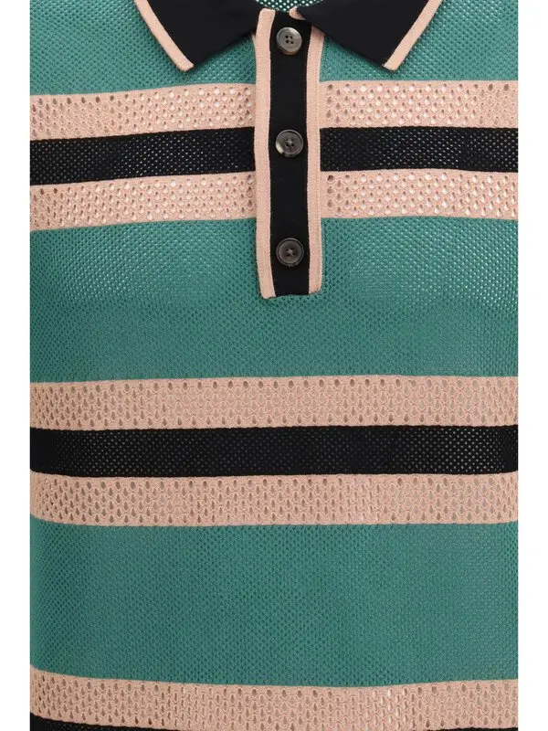 Dries Van Noten Striped Polo Shirt - Green