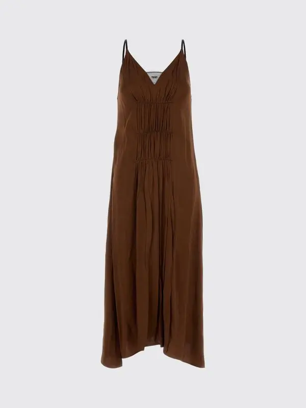 Prada Ruched Acetate And Viscose Dress - Brown