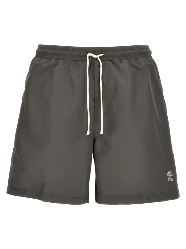 Brunello Cucinelli Logo Swimsuit - Gray