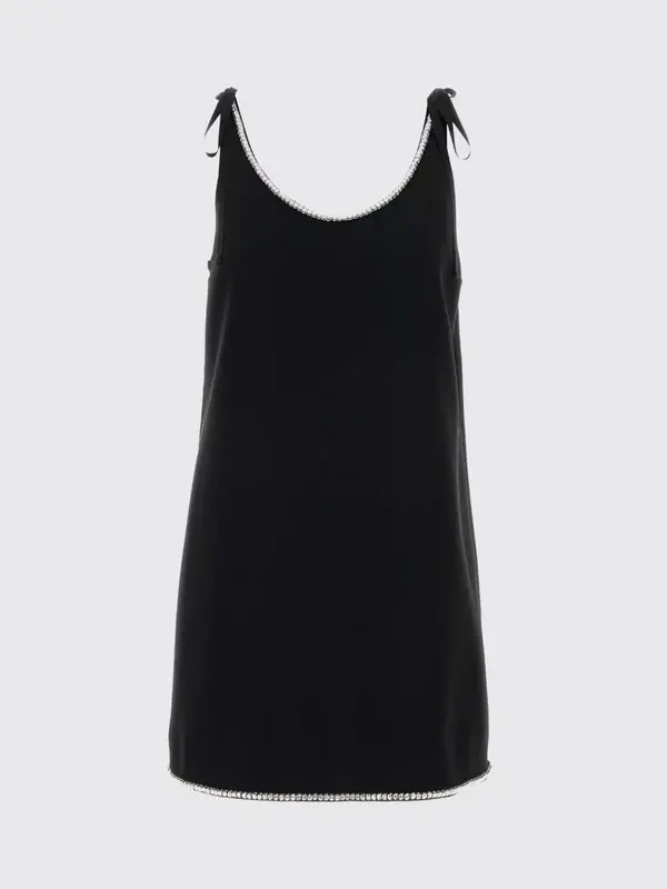Prada Embellished Tie Detailed Dress - Black