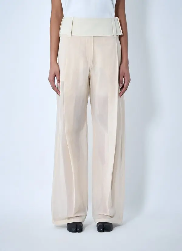 Sportmax High Waist Wide-leg Sheer Trousers - Cream