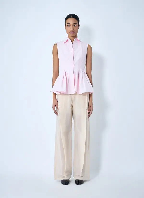 Sportmax High Waist Wide-leg Sheer Trousers - Cream