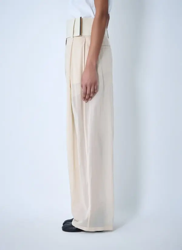 Sportmax High Waist Wide-leg Sheer Trousers - Cream