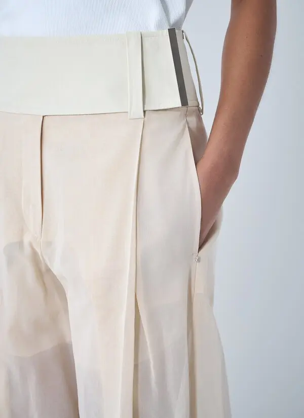 Sportmax High Waist Wide-leg Sheer Trousers - Cream