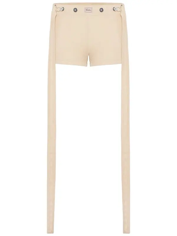 JEAN PAUL GAULTIER Ribbed Logo Patch Shorts - Cream