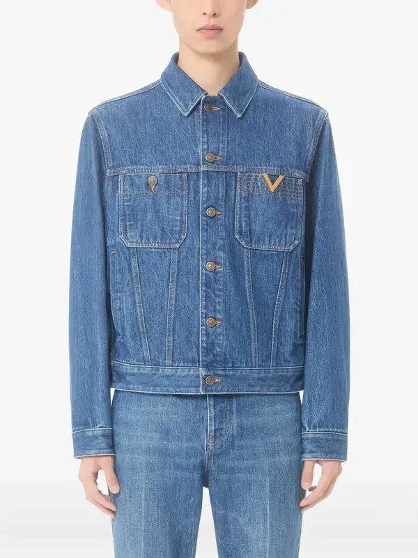 Valentino Garavani Denim Jacket With Vlogo - Blue