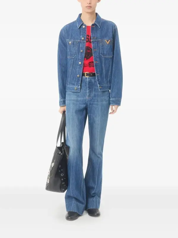 Valentino Garavani Denim Jacket With Vlogo - Blue