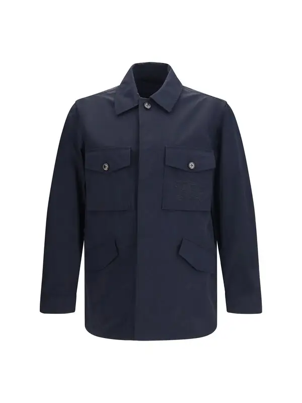 Burberry Bradmore Nylon Jacket With Ekd Embroidery - Blue