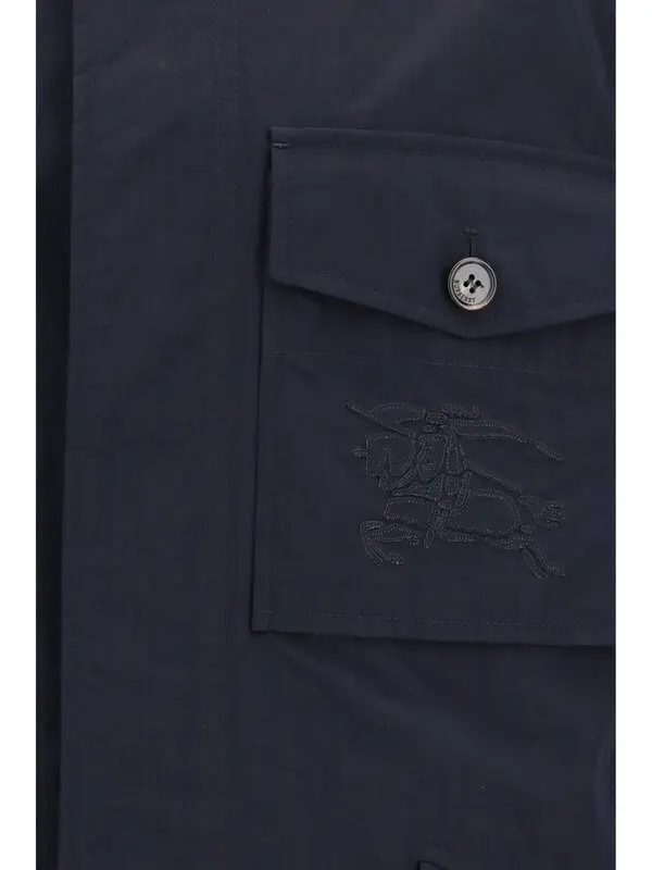 Burberry Bradmore Nylon Jacket With Ekd Embroidery - Blue