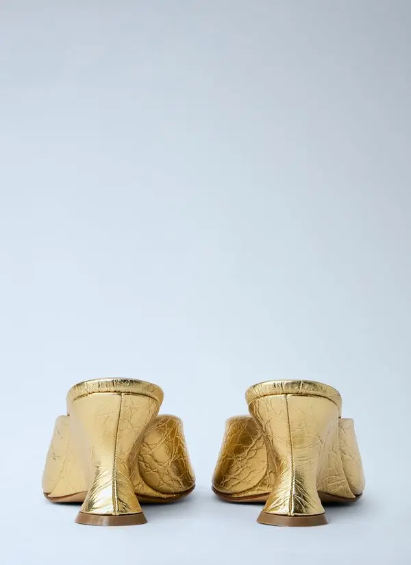 Dries Van Noten Sculpted Heel Open Toe Mules - Gold