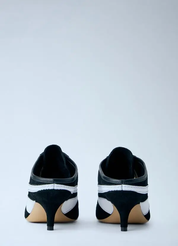 Dries Van Noten Lace-up Suede And Leather Mule Heels - Black