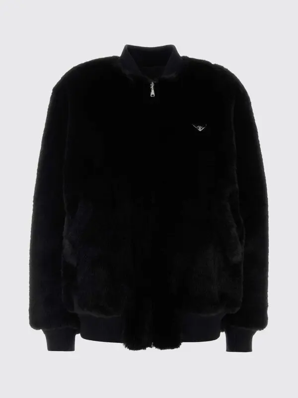 Prada Fur Zip-up Jacket - Black