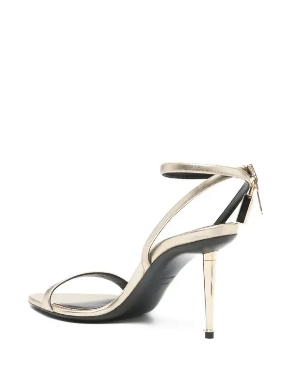TOM FORD Ankle-strap Padlock 90 Mid Heel Sandals - Silver