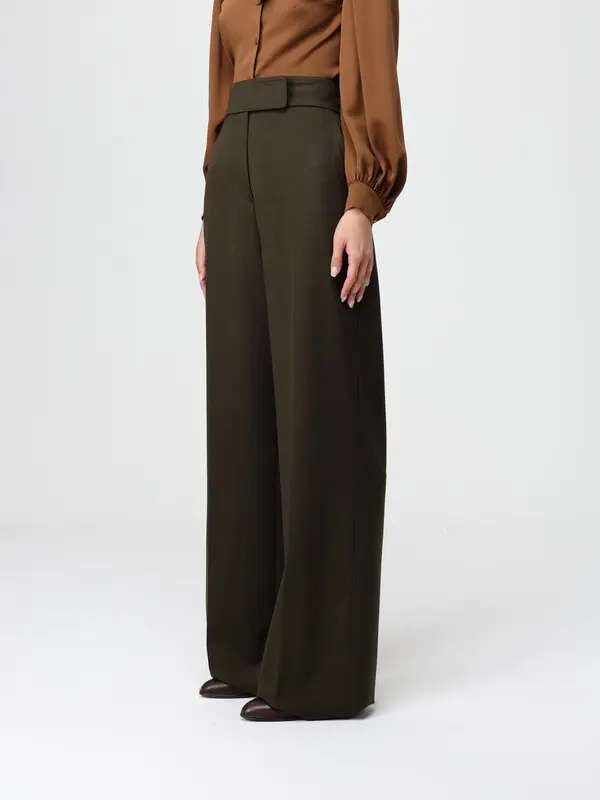 Max Mara Wool Wide Leg Trousers - Green