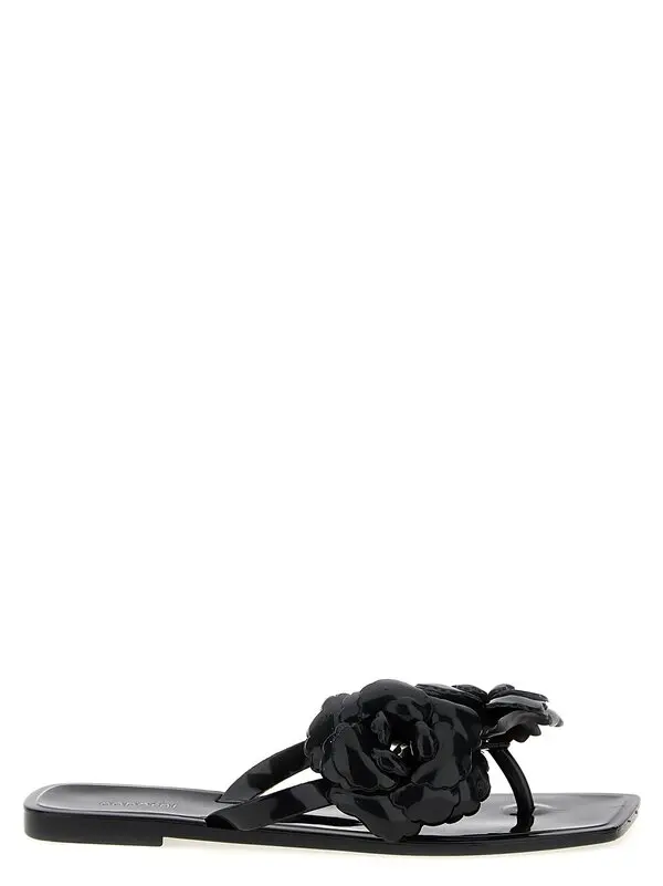 Coperni Silicone Flower Flat Sandals - Black