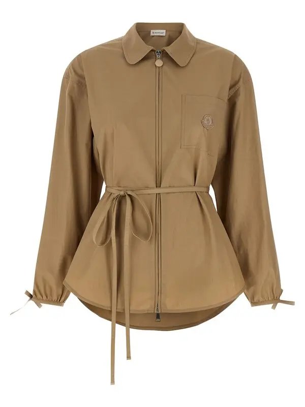 Moncler Grosgrain Logo Patch Overshirt - Cream