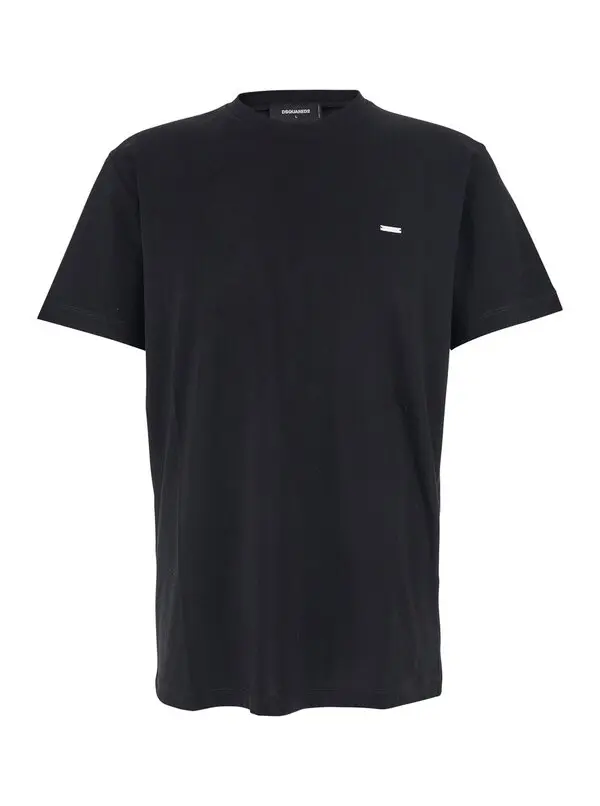 Dsquared2 Crewneck T-shirt With Patch Logo On The Front In Cotton