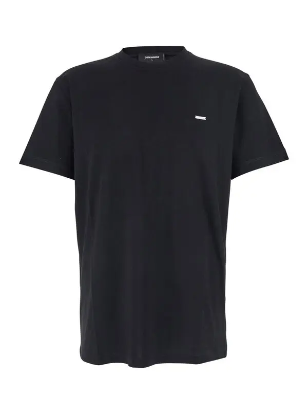 Dsquared2 Crewneck T-shirt With Patch Logo On The Front In Cotton - Multicolor
