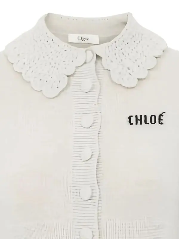 Chloé Crocheted Collar Wool Cardigan - Gray