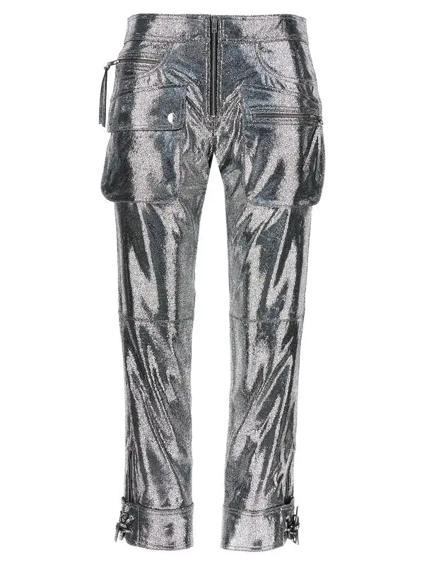 Isabel Marant Étoile Ciane Crackle Leather Pants - Silver