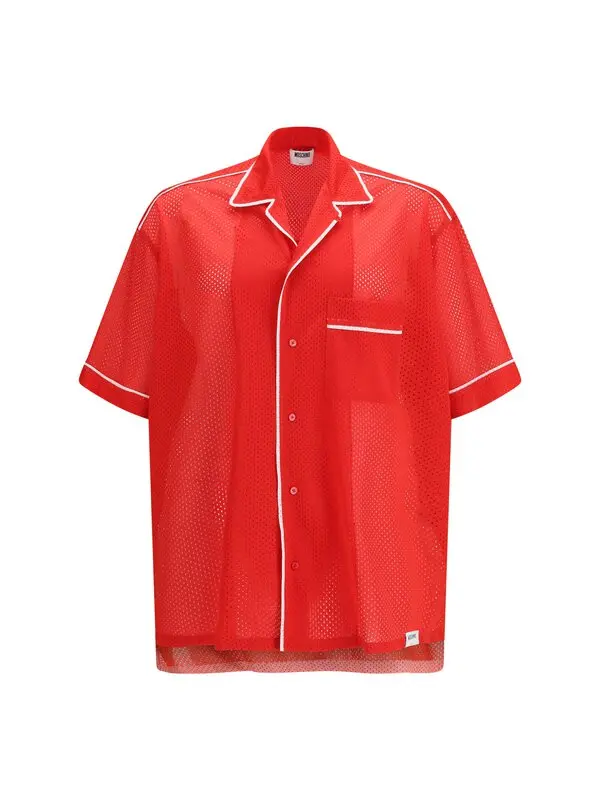 Moschino Technical Mesh Shirt With Reversed 22 Print - Red
