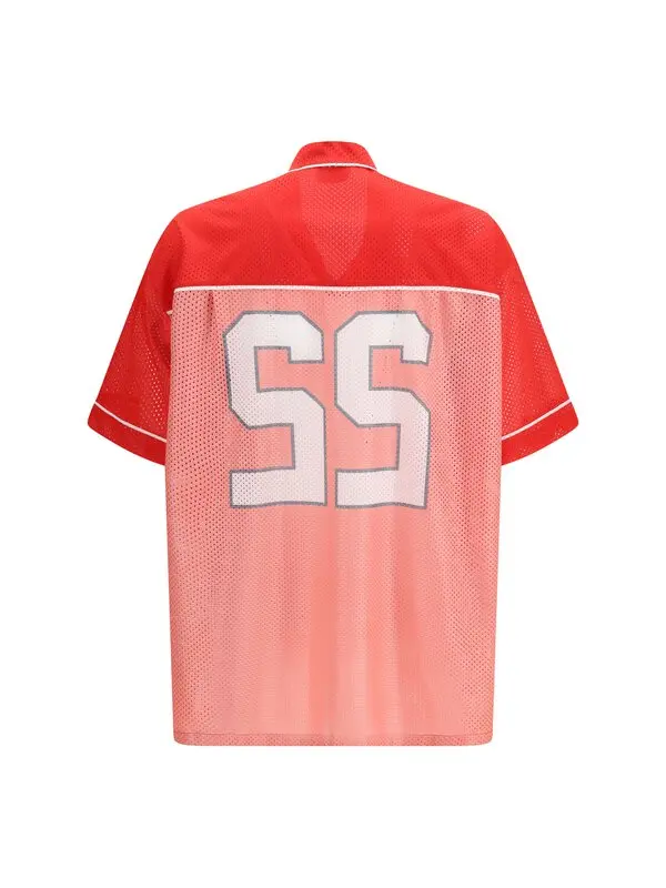 Moschino Technical Mesh Shirt With Reversed 22 Print - Red