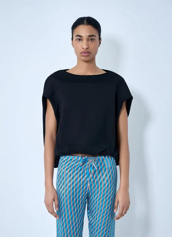 Dries Van Noten Draped Sleeve Top - Black