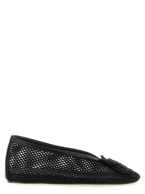GANNI Jenny Ballet Flats With Floral Crochet Detail - Black