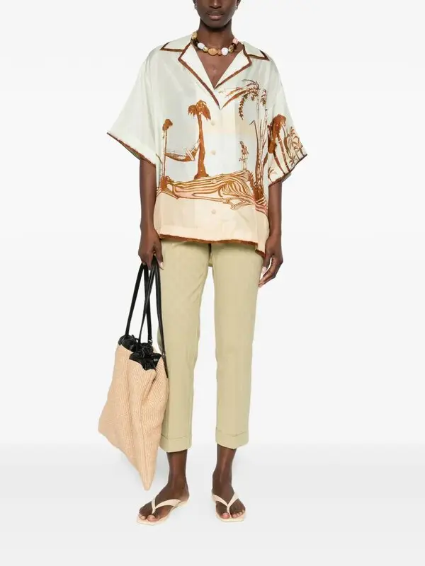 Etro Cropped Cotton Jacquard Trousers With Micro Paisley Motif - Multicolor