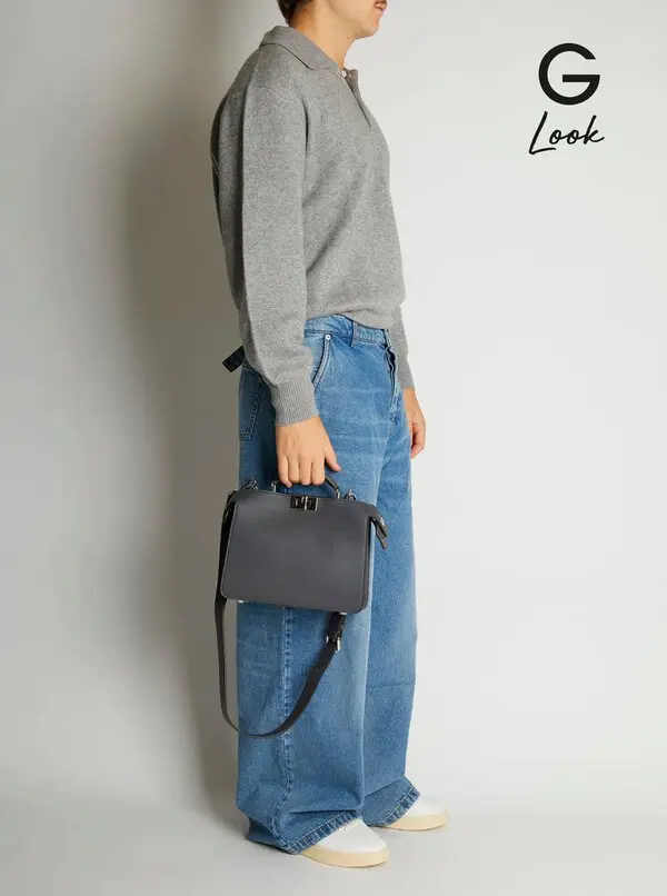 Fendi Iseeu Small Leather Handbag With Removable Pocket - Gray